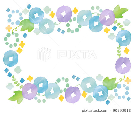 Watercolor. Asagao frame with a watercolor... - Stock Illustration ...