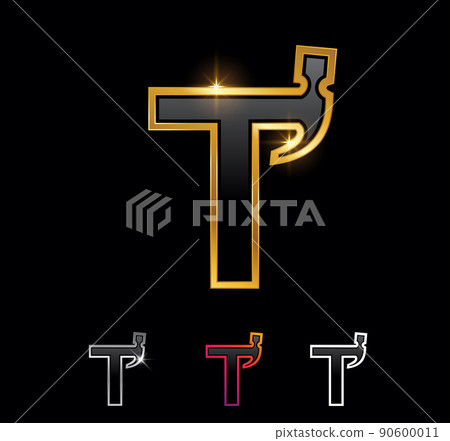 Golden Monogram Hammer Letter T - Stock Illustration [90600011] - PIXTA