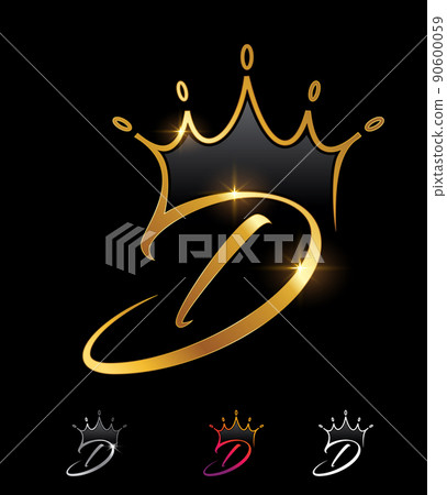 Golden Monogram Crown Initial Letter D - Stock Illustration [90600059 ...