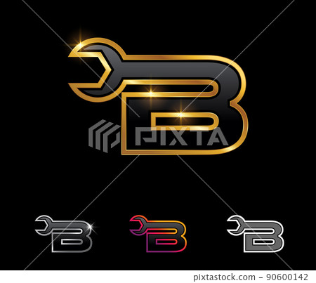 Golden Mechanic Monogram Logo letter B - Stock Illustration [90600142 ...
