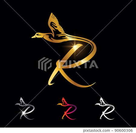 Golden Monogram Duck Initial set Letter R - Stock Illustration ...