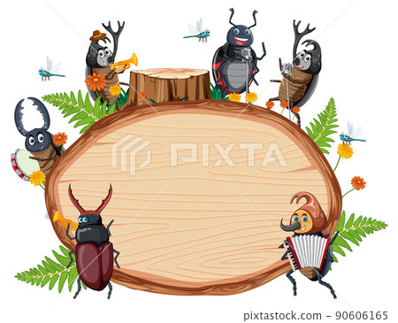 Insect with wooden frame board banner - Stock Illustration [90606165 ...