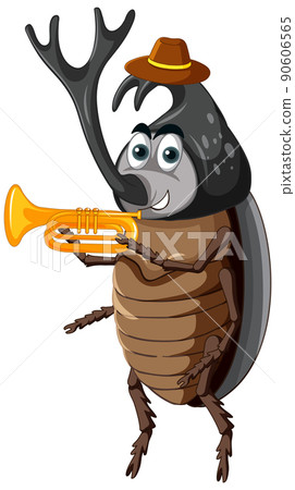 A beetle playing trumpet cartoon character - Stock Illustration ...