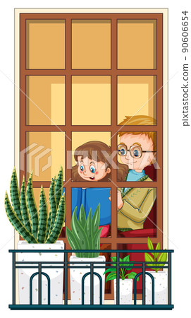 View through the window of cartoon character - Stock Illustration ...