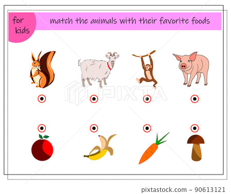 A game for children. Match the animals with... - Stock Illustration ...