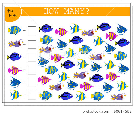 math game for kids, count how many fish there... - Stock Illustration ...
