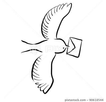 Simple, letter-carrying bird illustration - Stock Illustration ...