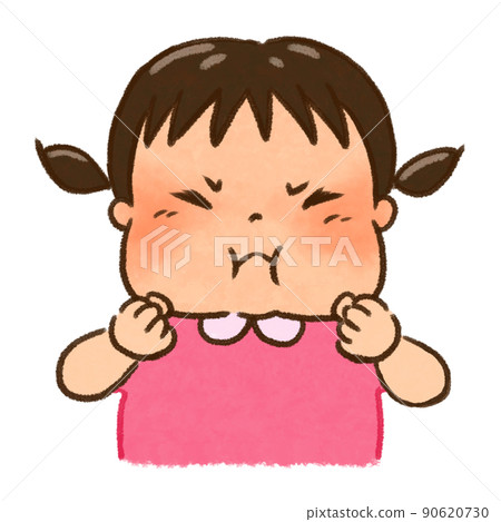 Girl who gets angry and inflates her cheeks... - Stock Illustration ...