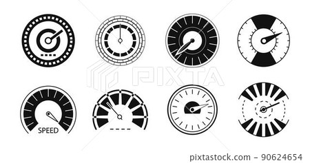 Speedometer icon vector set. Scale meter in... - Stock Illustration [90624654] - PIXTA