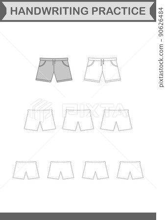 Handwriting practice with Shorts. Worksheet for... - Stock Illustration ...