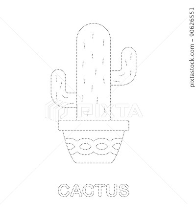 Cactus tracing worksheet for kids - Stock Illustration [90626551] - PIXTA