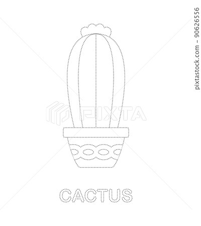 Cactus tracing worksheet for kids - Stock Illustration [90626556] - PIXTA