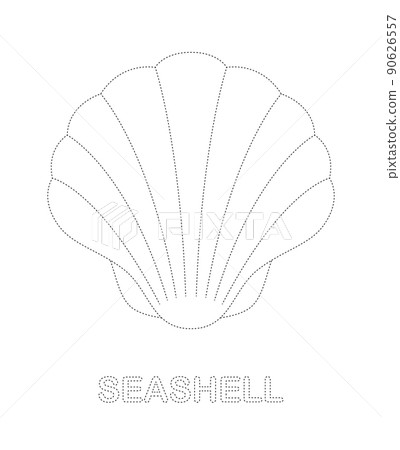 Seashell tracing worksheet for kids - Stock Illustration [90626557] - PIXTA