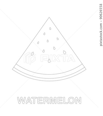 Watermelon tracing worksheet for kids - Stock Illustration [90626558 ...