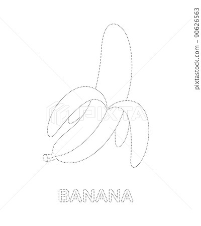 Banana tracing worksheet for kids - 스톡일러스트 [90626563] - PIXTA