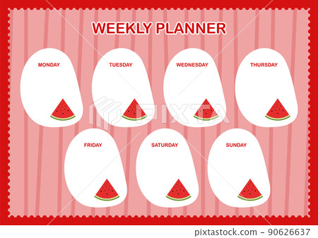 Daily and weekly planner with Watermelon - Stock Illustration [90626637 ...