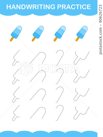 Handwriting practice with Ice Cream. Worksheet... - Stock Illustration ...