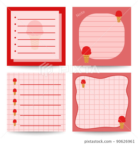 Set of square notepads with Ice Cream - Stock Illustration [90626961] - PIXTA