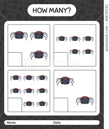 How many counting game with spider. worksheet... - Stock Illustration ...
