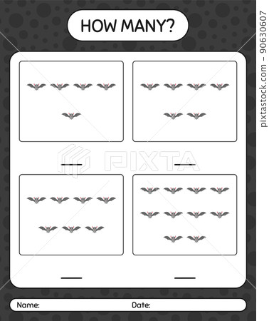 How many counting game with bat. worksheet for... - Stock Illustration ...