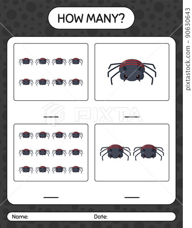 How many counting game with spider. worksheet... - Stock Illustration ...
