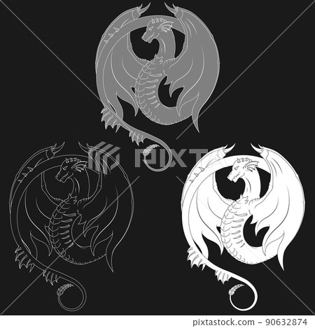 Western Dragon Line Art