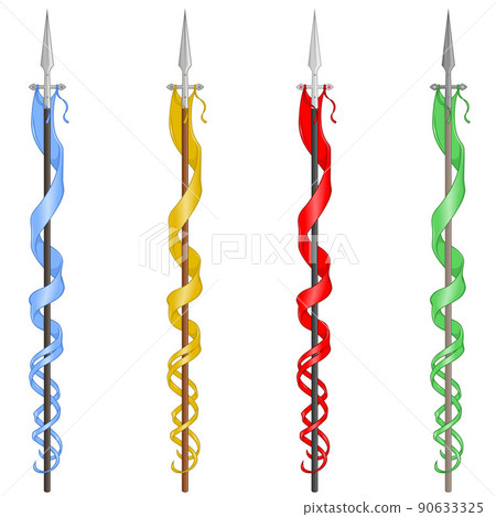 Vector design of medieval flag on a spear,... - Stock Illustration ...