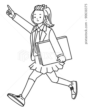 Female student moving forward toward the goal /... - Stock Illustration ...
