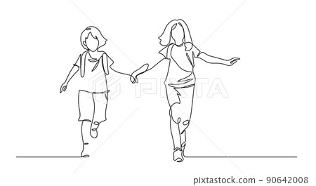 Friends Walking Together Drawing