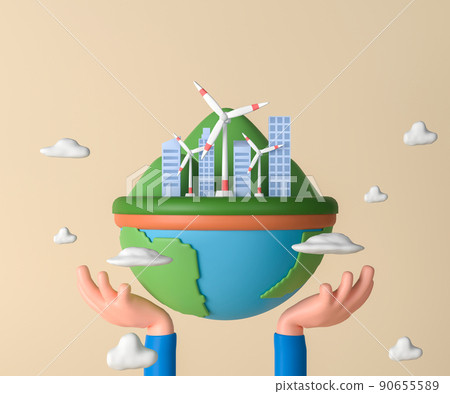 3d rendering concept environment and renewable... - Stock Illustration ...
