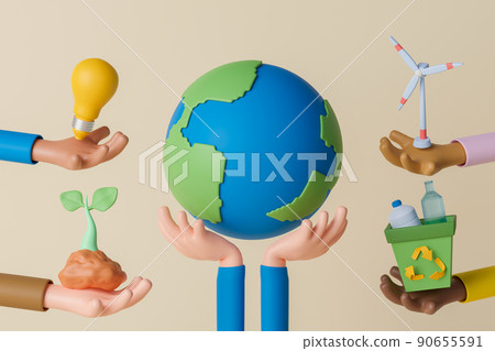 3d rendering concept environment conservation... - Stock Illustration ...
