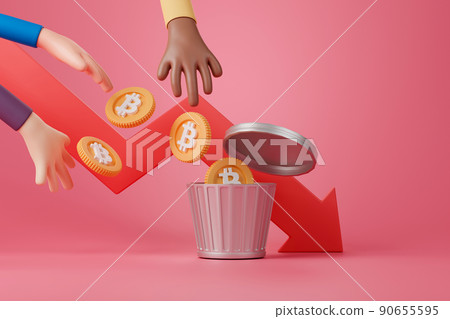 3d rendering cryptocurrency price collapse... - Stock Illustration ...