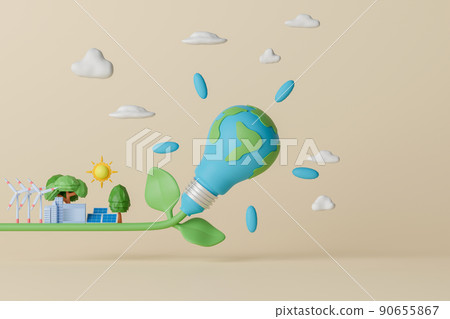 3d rendering concept environment and ecology... - Stock Illustration ...