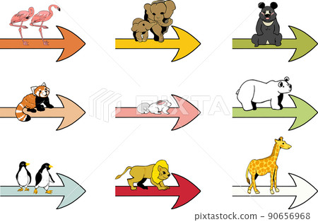 Animal and Arrow Set Zoo Popular 02 / Elephant... - Stock Illustration ...