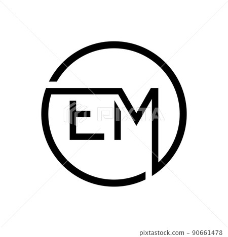 Initial EM Letter Logo Creative Typography... - Stock Illustration ...