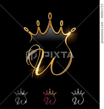 Golden Crown Monogram Initial Letter W - Stock Illustration [90661725 ...