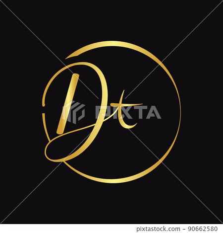 Initial DT Script Letter Type Logo Design With... - Stock Illustration ...
