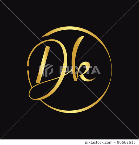 Initial DK Script Letter Type Logo Design With... - Stock Illustration [90662615] - PIXTA