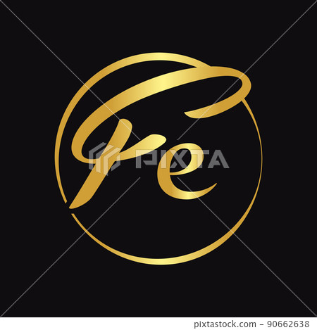 Initial FE Script Letter Type Logo Design With... - Stock Illustration ...
