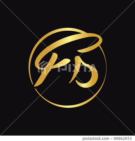 Initial FS Script Letter Type Logo Design With... - Stock Illustration ...