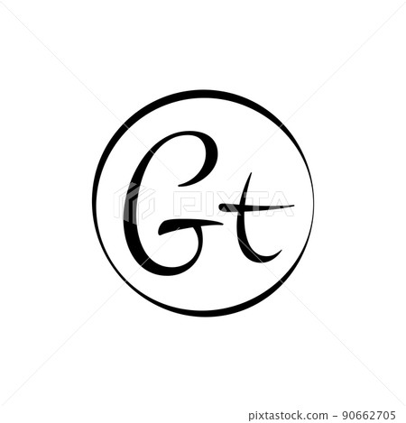Initial GT Script Letter Logo Creative... - Stock Illustration ...