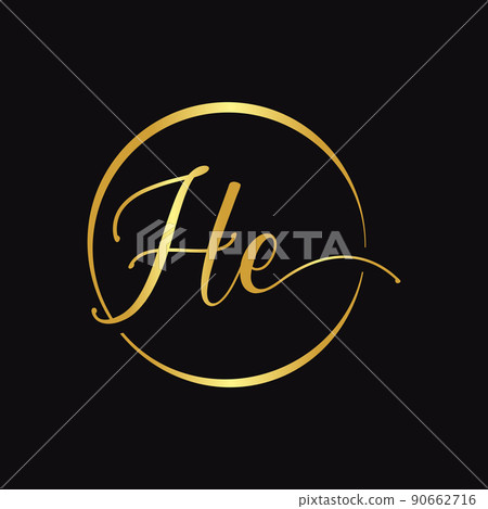 HE Script Logo Design Vector Template. Initial... - Stock Illustration ...