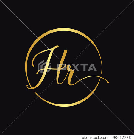 HR Script Logo Design Vector Template. Initial... - Stock Illustration ...