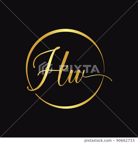 HW Script Logo Design Vector Template. Initial... - Stock Illustration ...