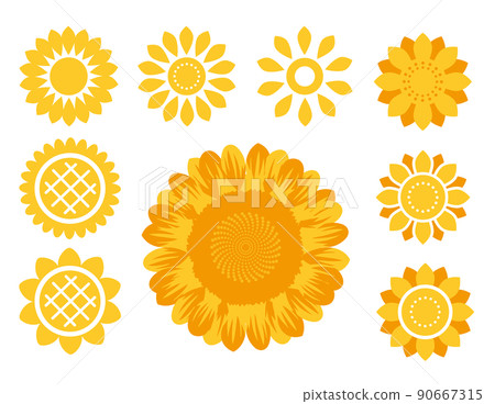 9 kinds of sunflower flower marks set - Stock Illustration [90667315 ...