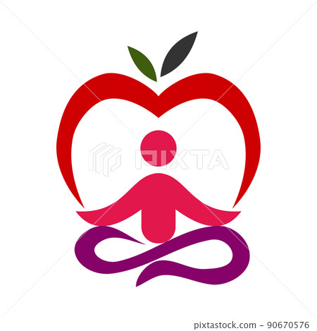 apple yoga logo Icon Illustration Brand Identity-插圖素材 [90670576] - PIXTA圖庫
