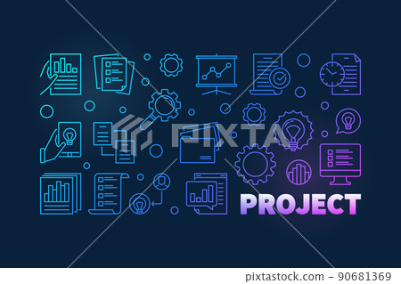 Project vector colorful outline banner on dark... - Stock Illustration ...