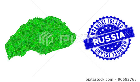Rosette Rubber Badge And Green Vector Polygonal... - Stock Illustration ...