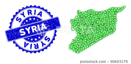 Rosette Rubber Badge and Green Vector Triangle... - Stock Illustration ...