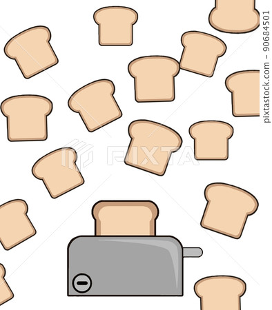 Bread toaster flies in the air isolated on a... - Stock Illustration ...